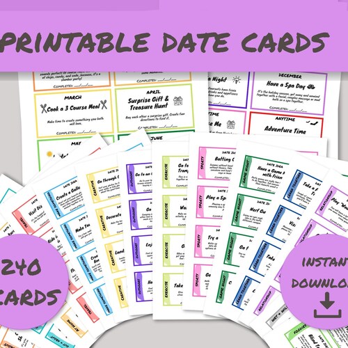 72 Couples Date Cards A Year of Date Night Idea Cards - Etsy UK