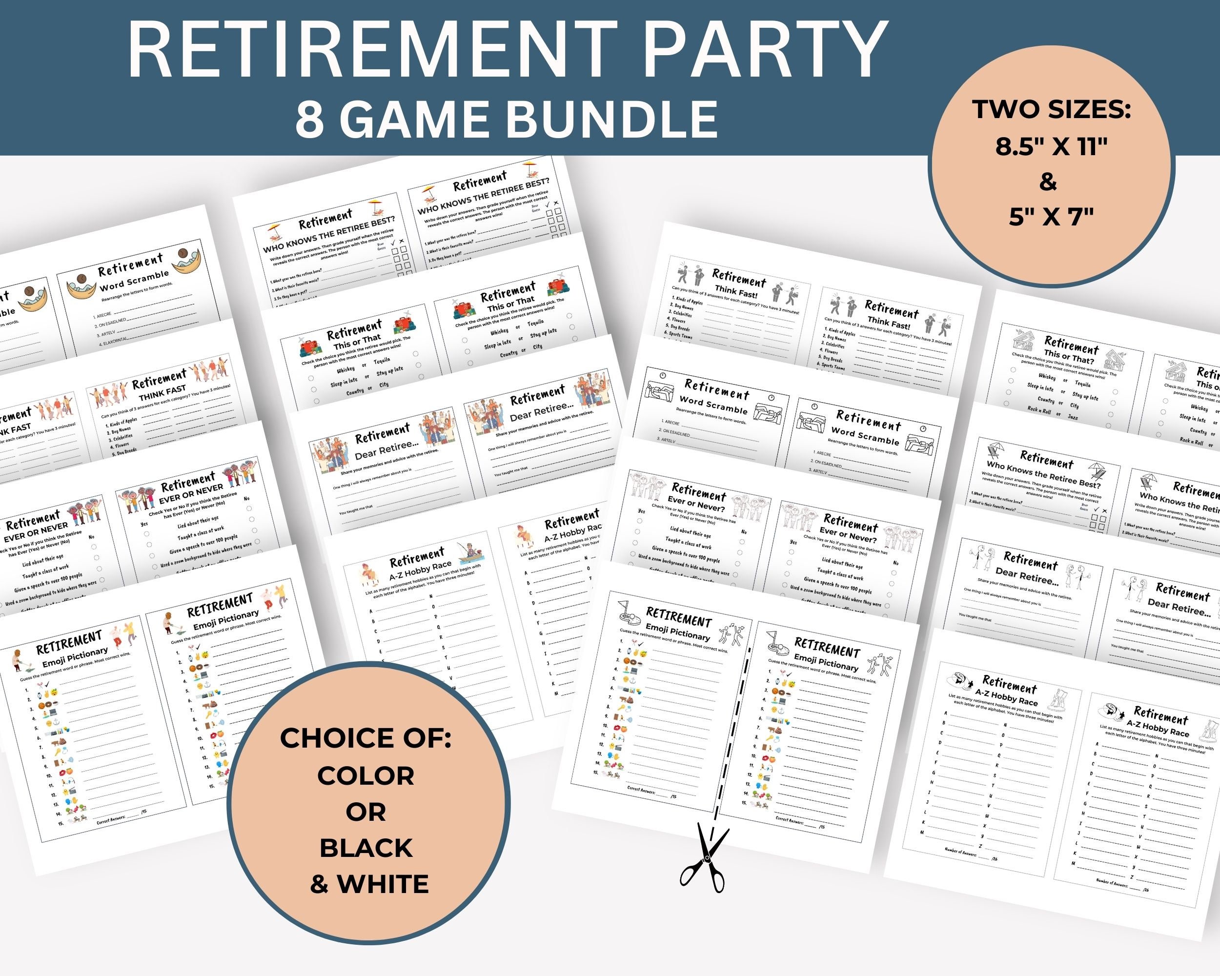 Retirement Party Game Bundle | Printable Retirement Games - Etsy