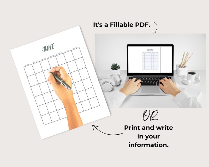 Blank Calendar Bundle Fillable Printable PDF Calendar - Etsy