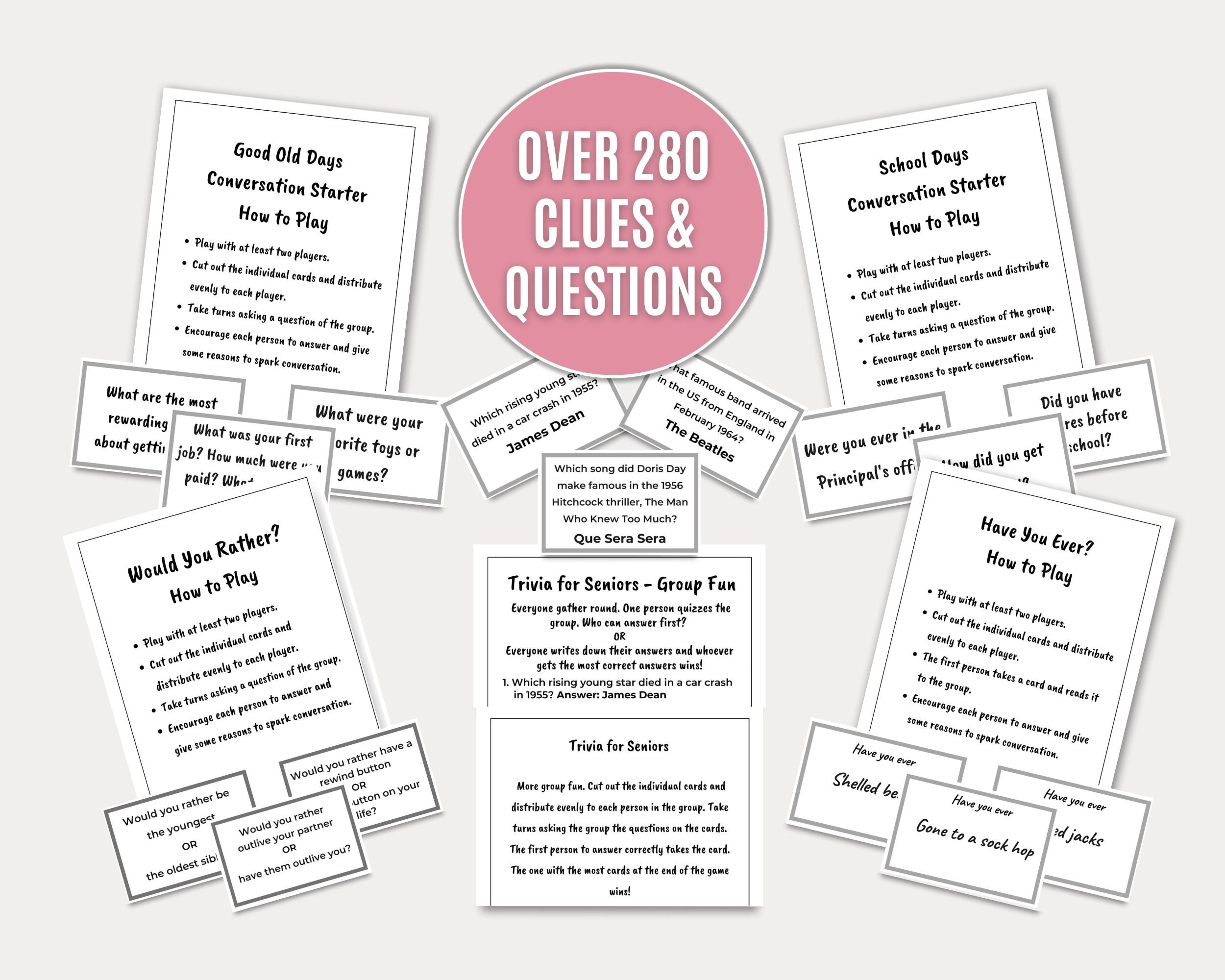 Reminiscing Games for Seniors Bundle Printable Memory Care Activities ...