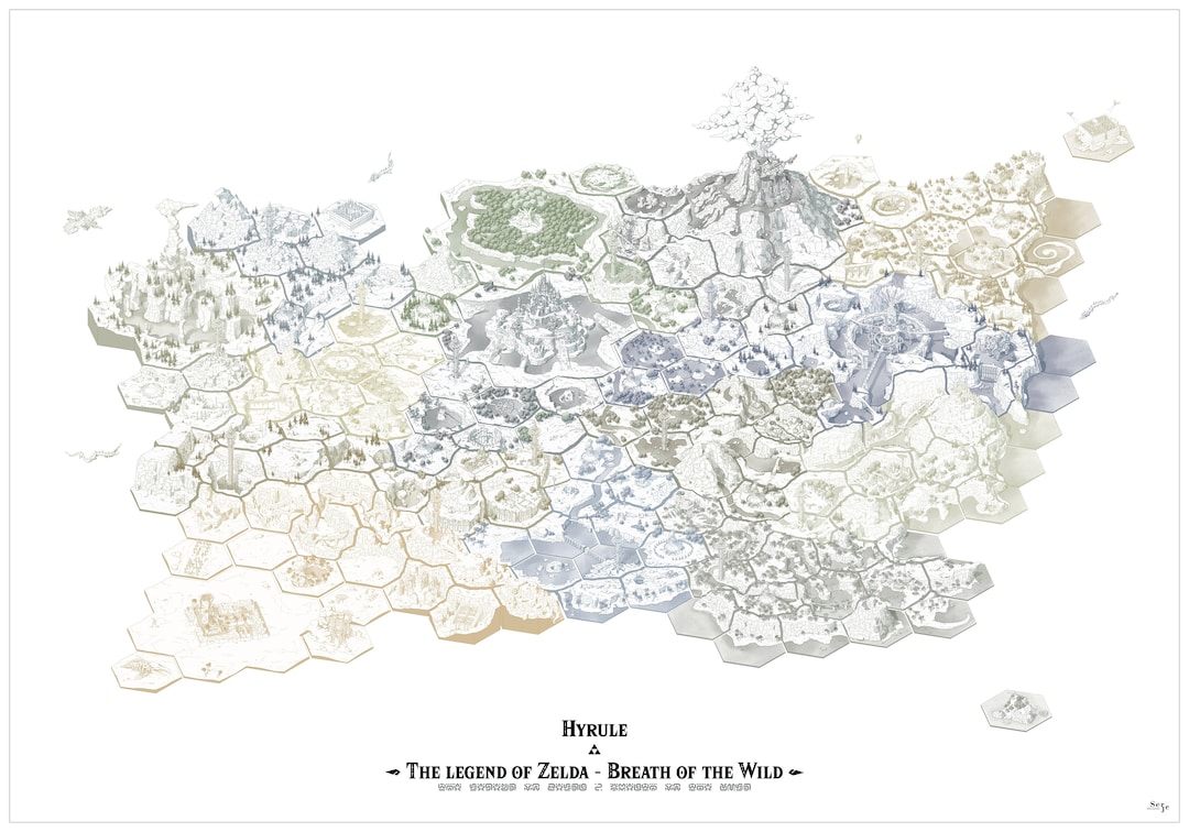 Hyrule Map - Zelda Breath of the Wild - Color - Etsy