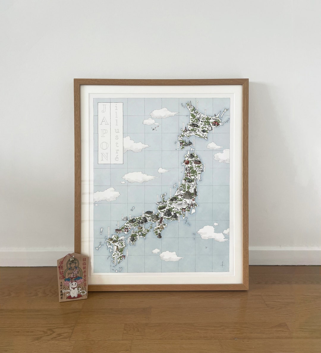 Illustrated Japan Map Color - Etsy