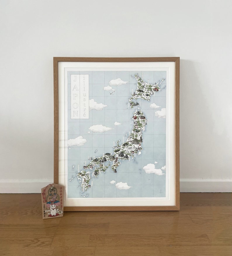 Illustrated Japan Map Color - Etsy