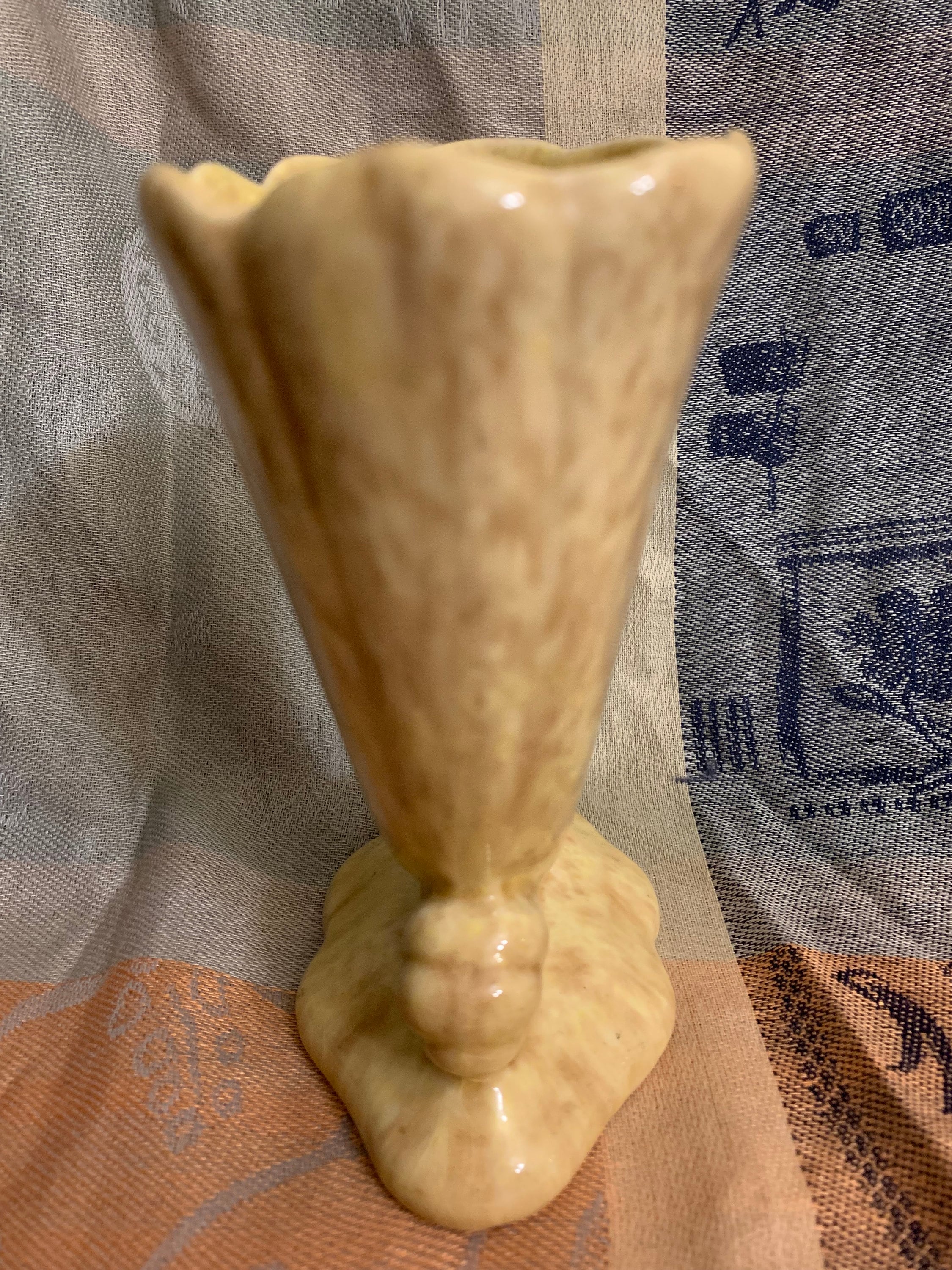 Vintage Australian Pates Pottery Yellow Cornucopia Shell Vase (made in ...