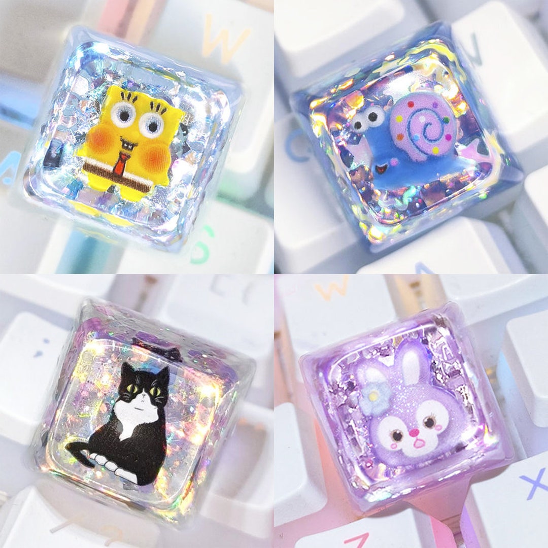 Spongebob Keycap,pom Pom Purin Key Caps,pink Bow Cute Kawaii Keycaps ...