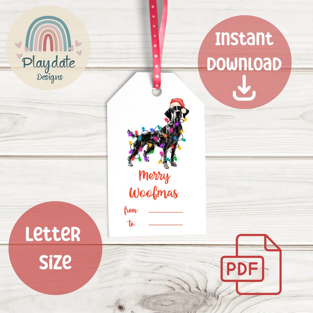 Printable Christmas Gift Tags, Dog Themed Christmas Gift Tag Download ...