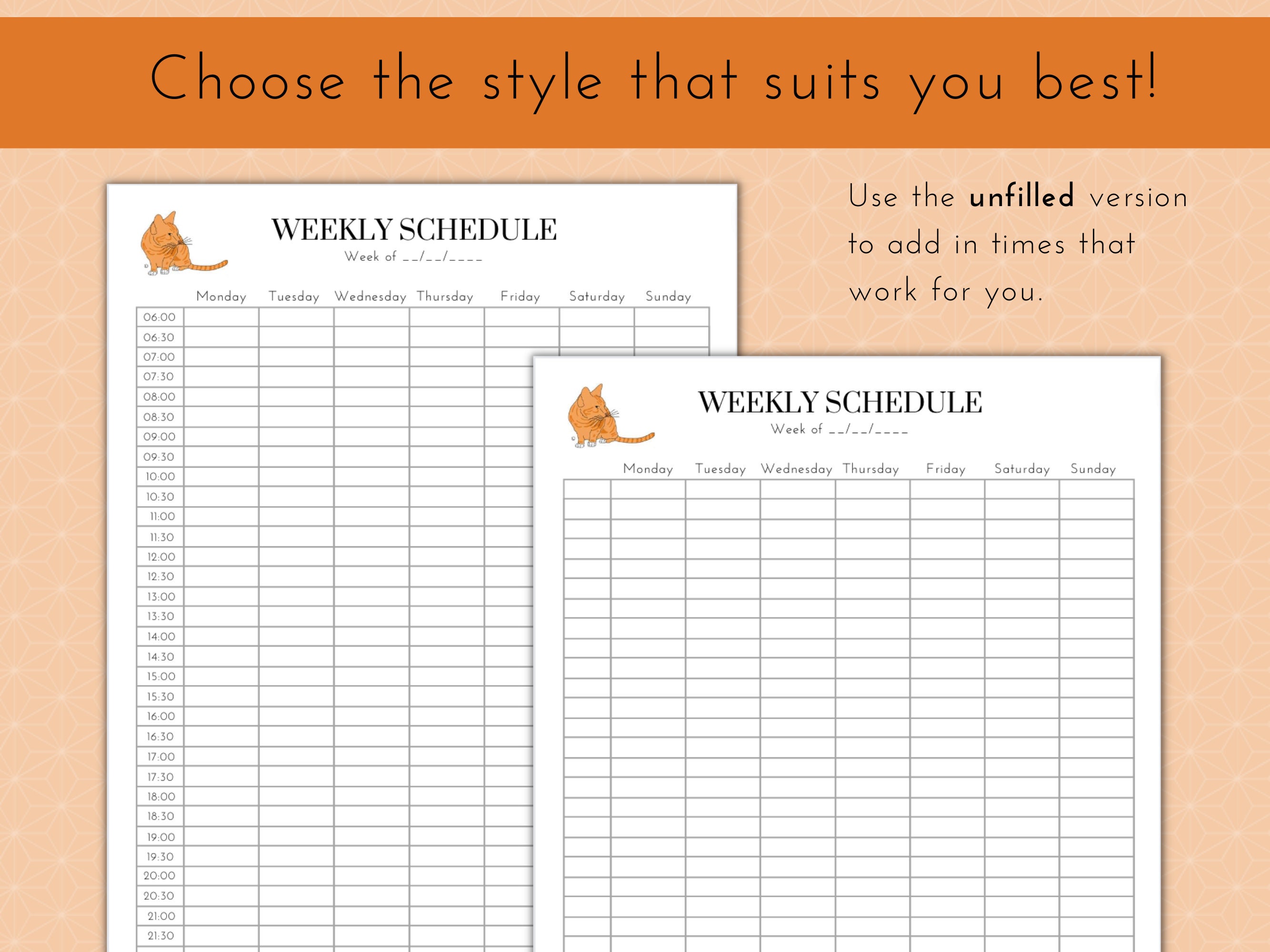 Cat Weekly Schedule Planner Printable | Weekly Agenda | Study Schedule ...