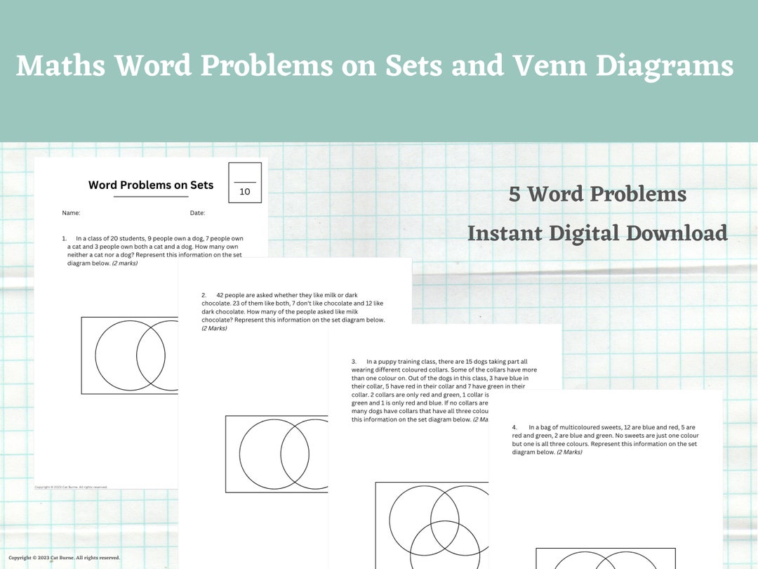 Maths Word Problems on Sets and Venn Diagrams - Etsy
