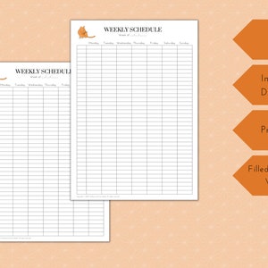 Cat Weekly Schedule Planner Printable | Weekly Agenda | Study Schedule ...