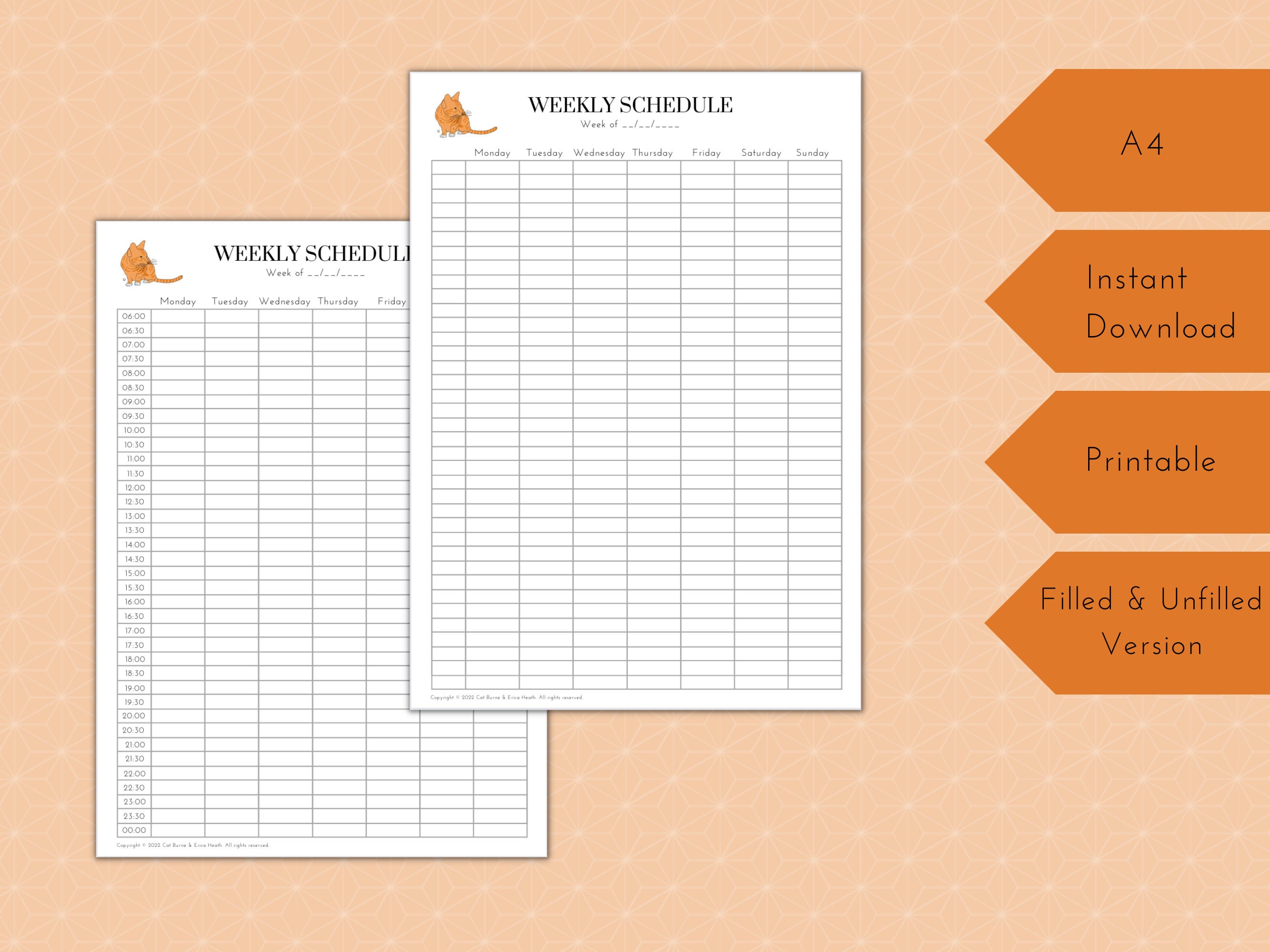 Cat Weekly Schedule Planner Printable | Weekly Agenda | Study Schedule ...