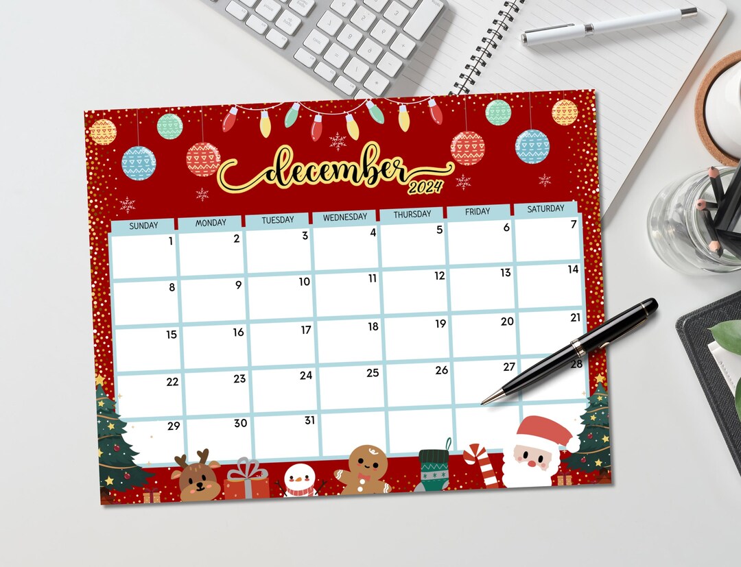 December 2024 Calendar Printable Due Dated Plan, Cute Merry Christmas ...