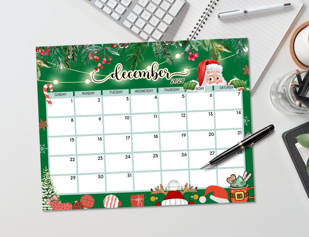 December 2024 Calendar Printable Due Dated Plan, Cute Merry Christmas ...