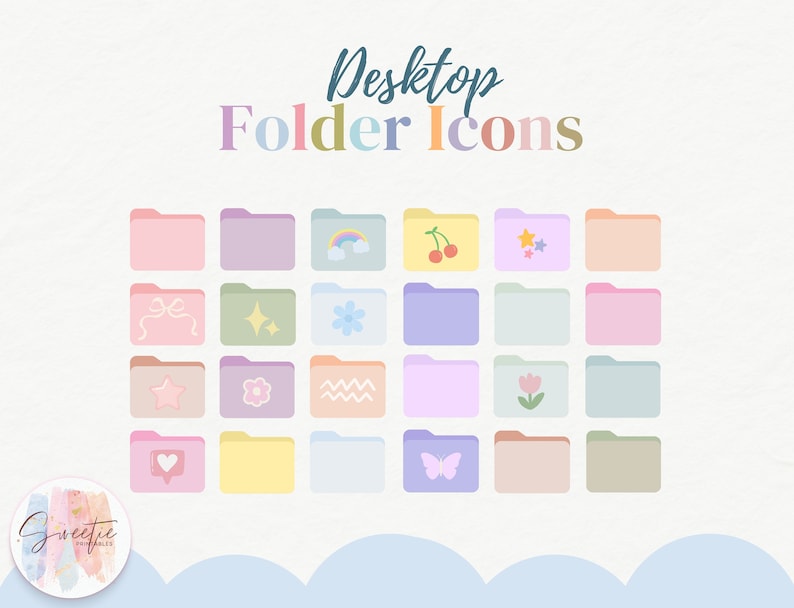 Desktop Folder Icons Pastel Rainbow, Cute Aesthetic Mac Desktop, PC ...