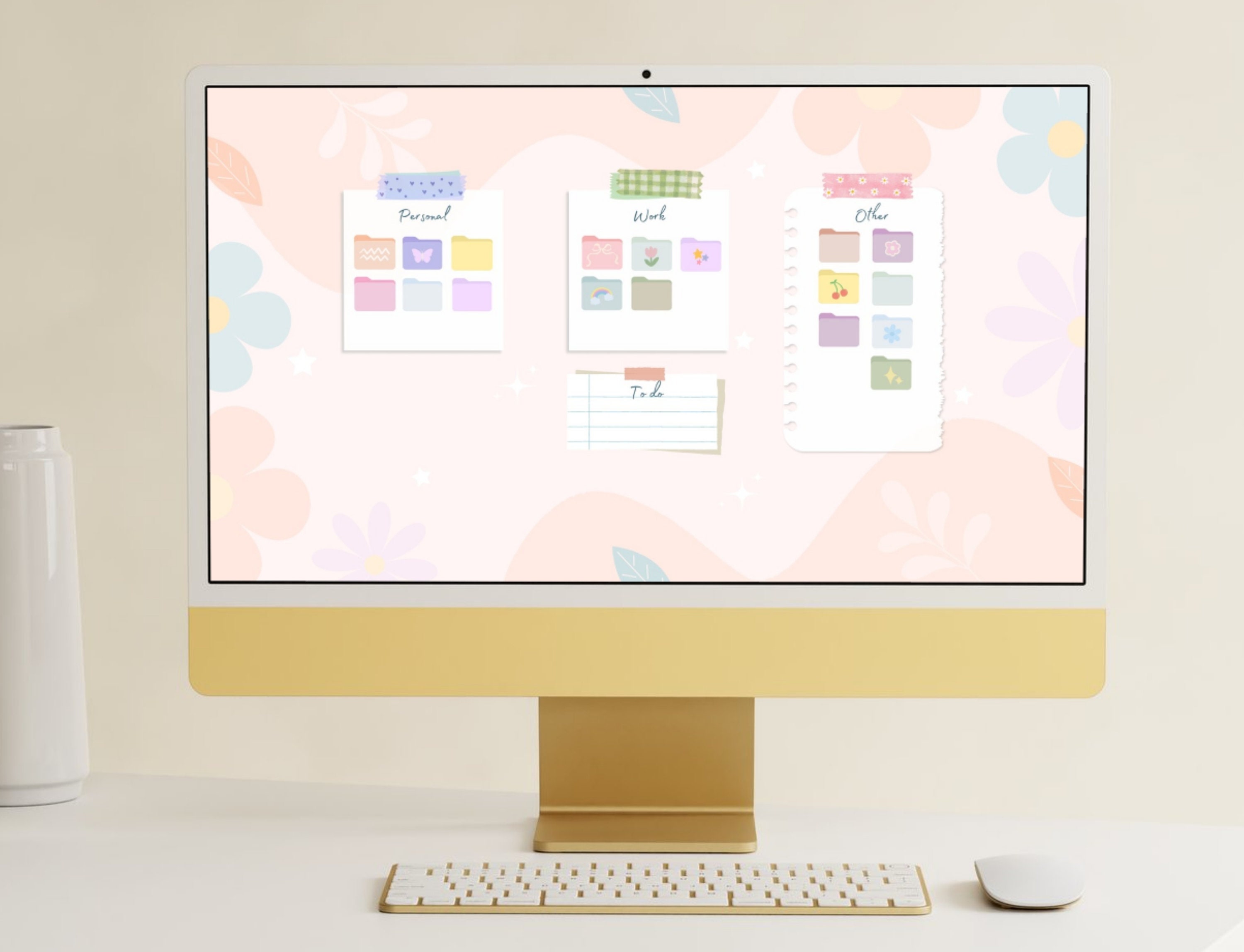 Desktop Folder Icons Pastel Rainbow, Cute Aesthetic Mac Desktop, PC ...