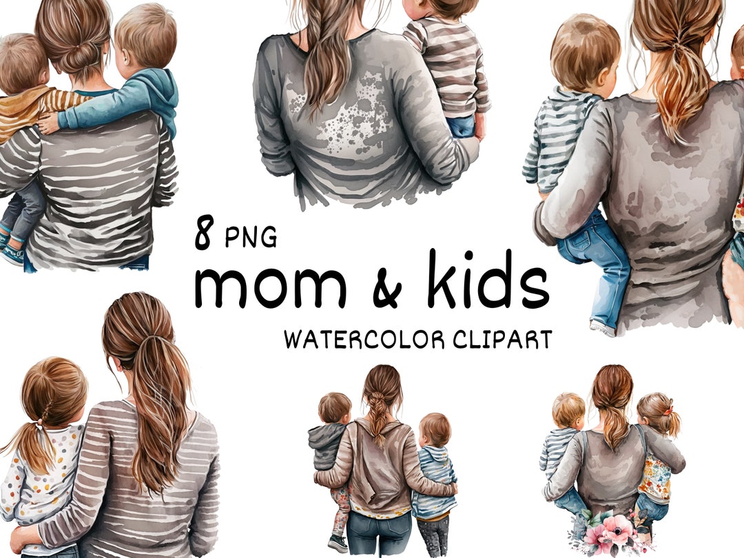 Clipart de mamá e hijos Madre e hijo Familia Padre e hijo - Etsy España