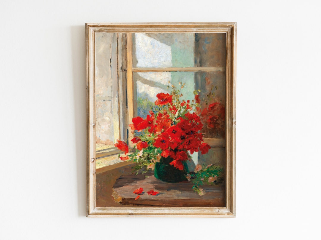 Vintage Poppies Painting, Floral Digital Print, Classic Still Life ...