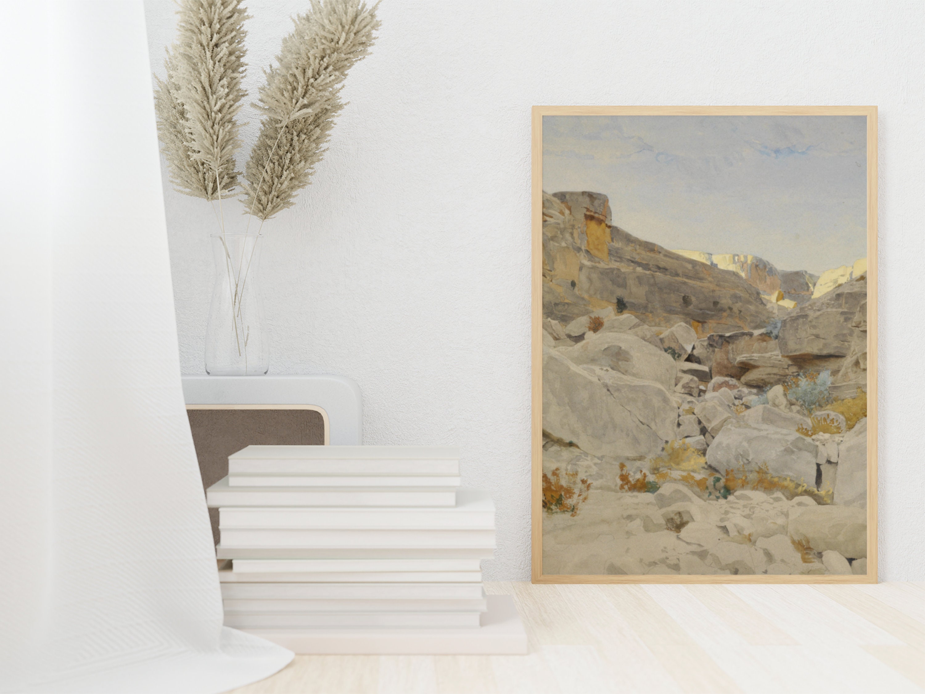 Vintage Oil Painting,canyon Artwork,desert Painting,rock Formation ...