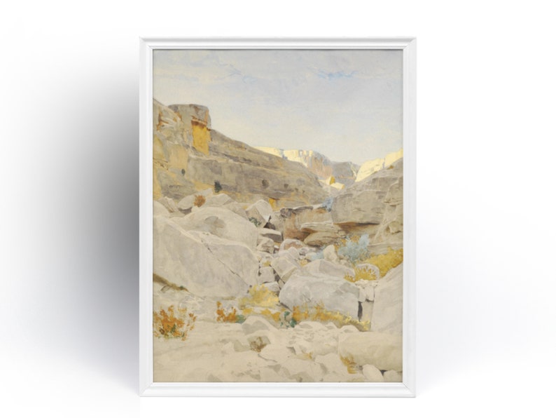Vintage Oil Painting,canyon Artwork,desert Painting,rock Formation ...