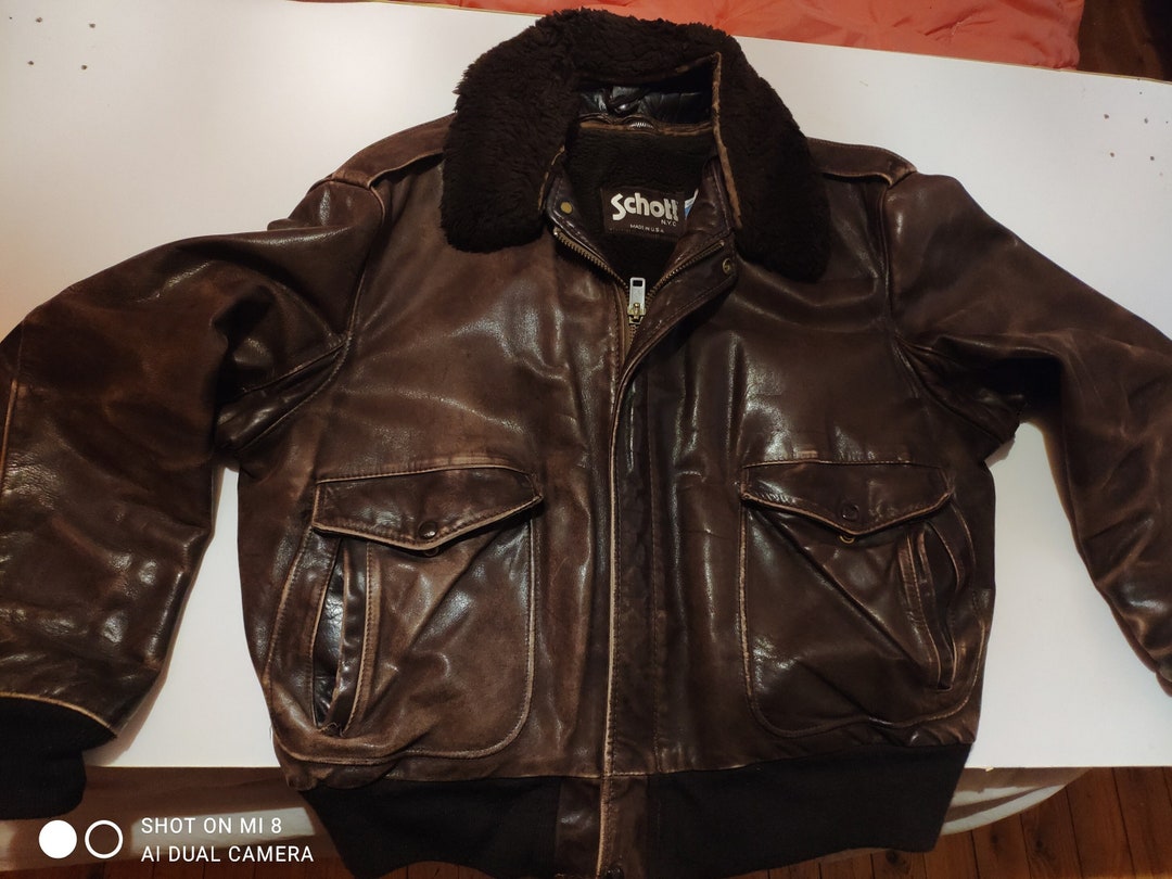Schott A-2 Leather Jacket Men Size 48 - Etsy