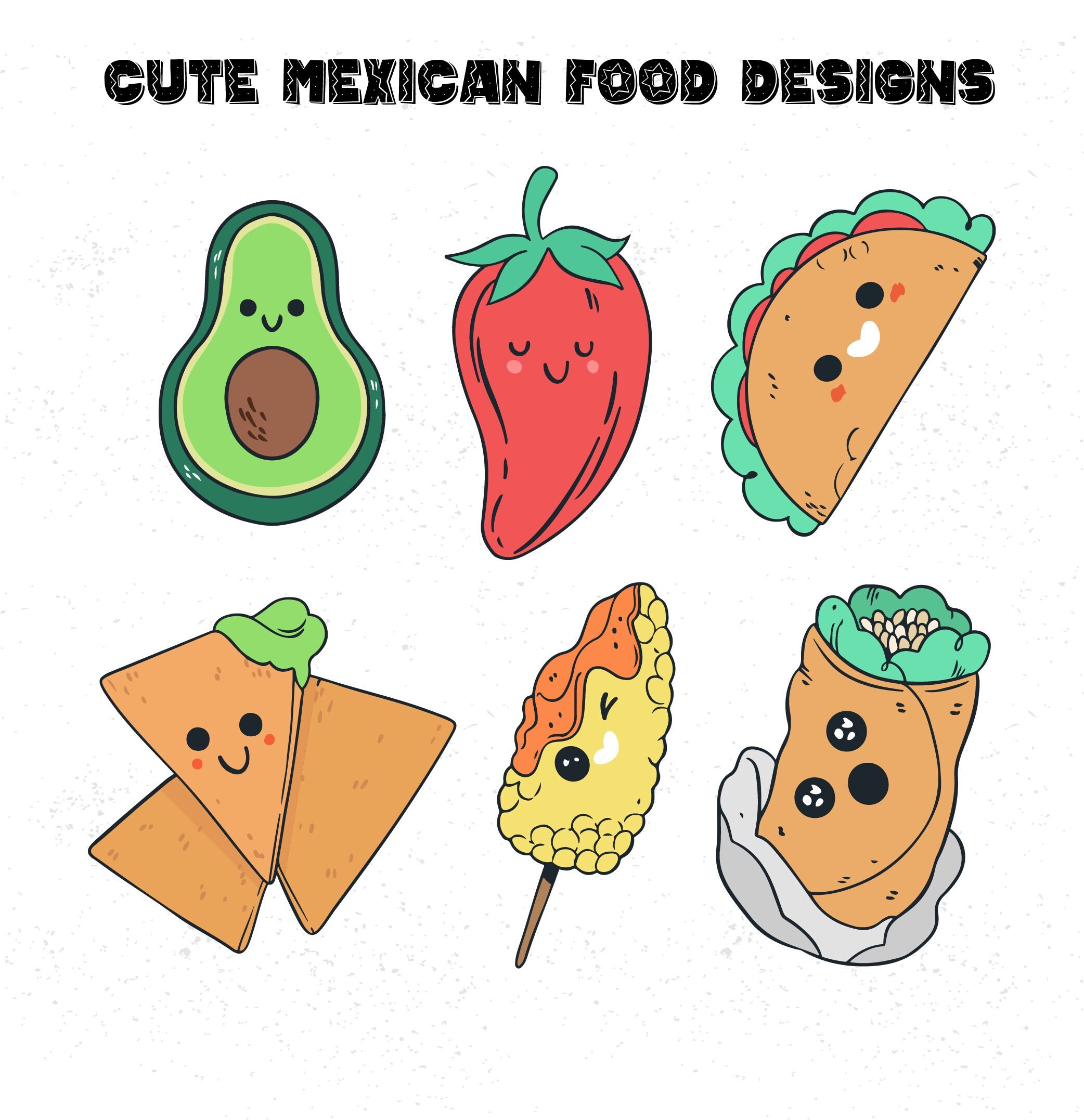 Mexican Food SVG PNG, Kawaii Mexican Food Clipart, Street Food Clipart ...