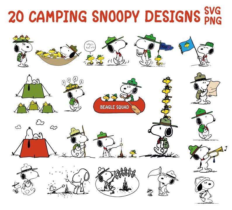 Snoopyy SVG PNG 20 Camping Digital Images, Woodsto Camp Png, Cute Dog ...