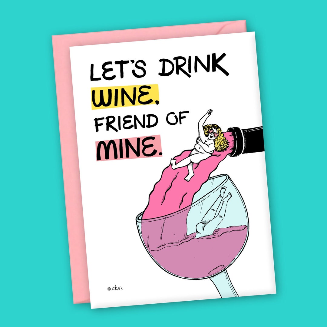 Wine Greeting Card Funny Birthday Card for Her Sister - Etsy