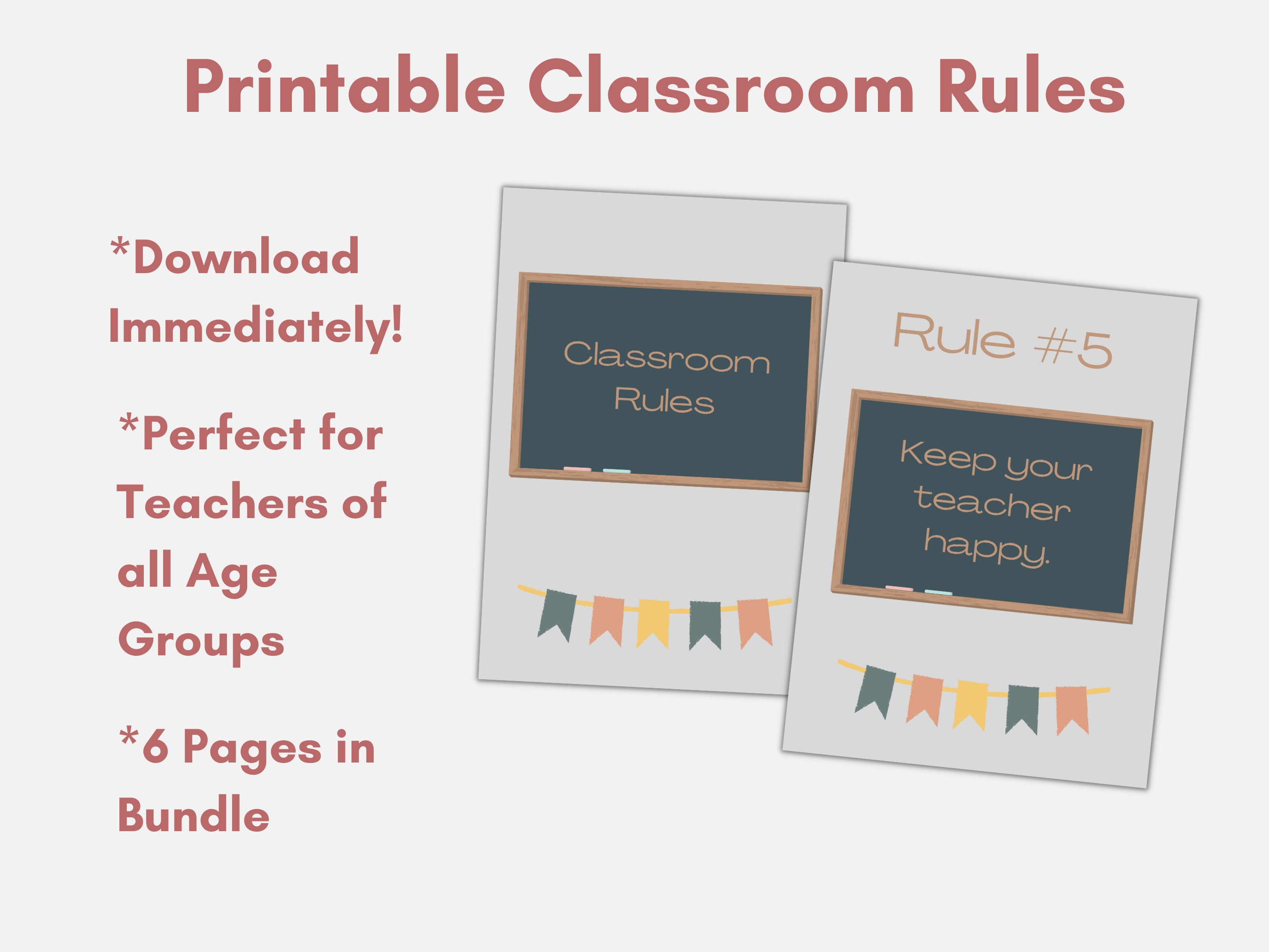 Reglas del aula imprimibles dos opciones de color - Etsy México