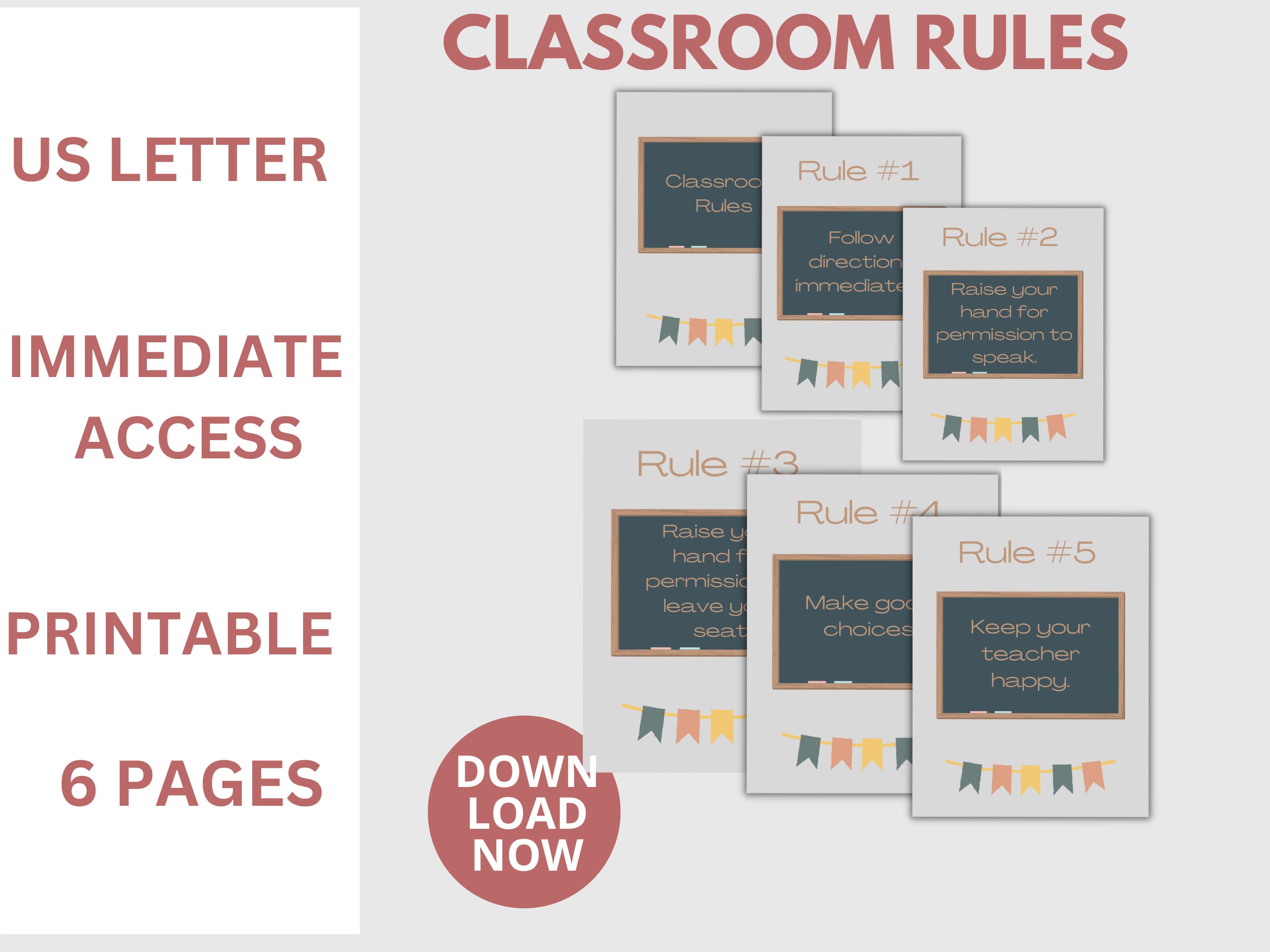 Classroom Rules Printables Two Color Choices - Etsy