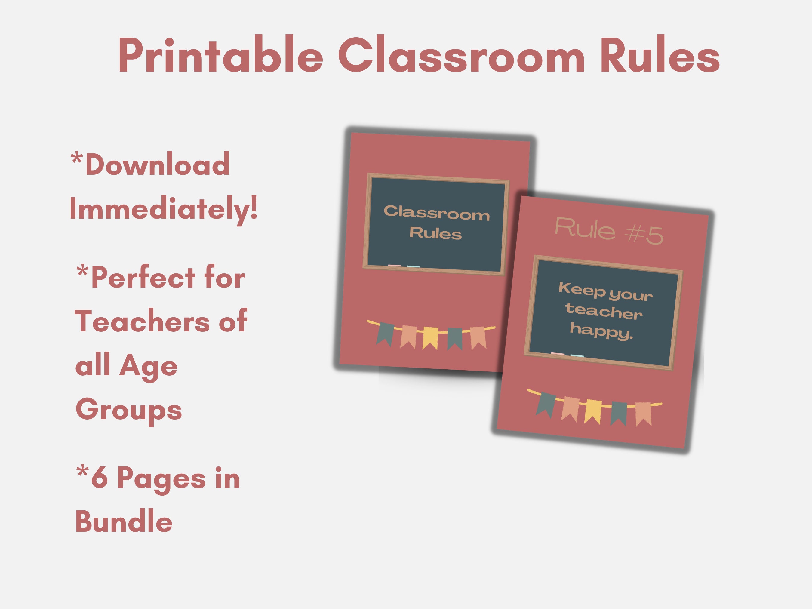 Classroom Rules Printables Two Color Choices - Etsy