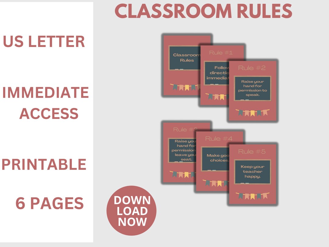 Classroom Rules Printables Two Color Choices - Etsy