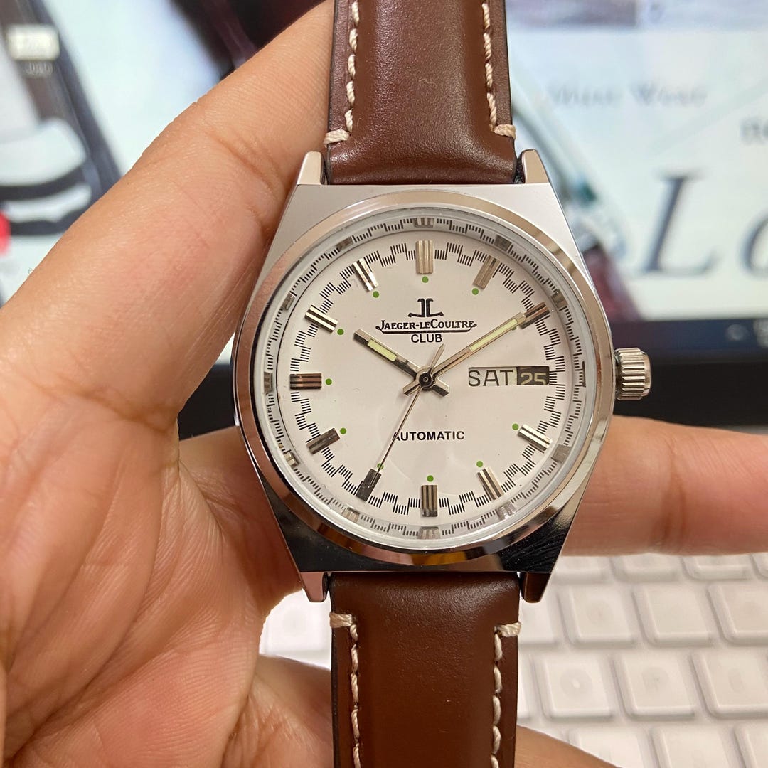 Vintage Jaeger-lecoultre Club Automatic 25 Jewels White Face Stainless ...