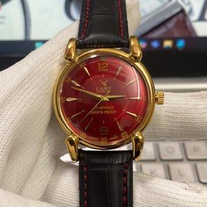 Vintage Refurbished Camy Mechanical Hand Winding 17 Jewels Red Face ...