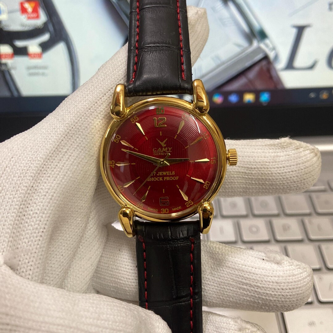 Vintage Refurbished Camy Mechanical Hand Winding 17 Jewels Red Face ...