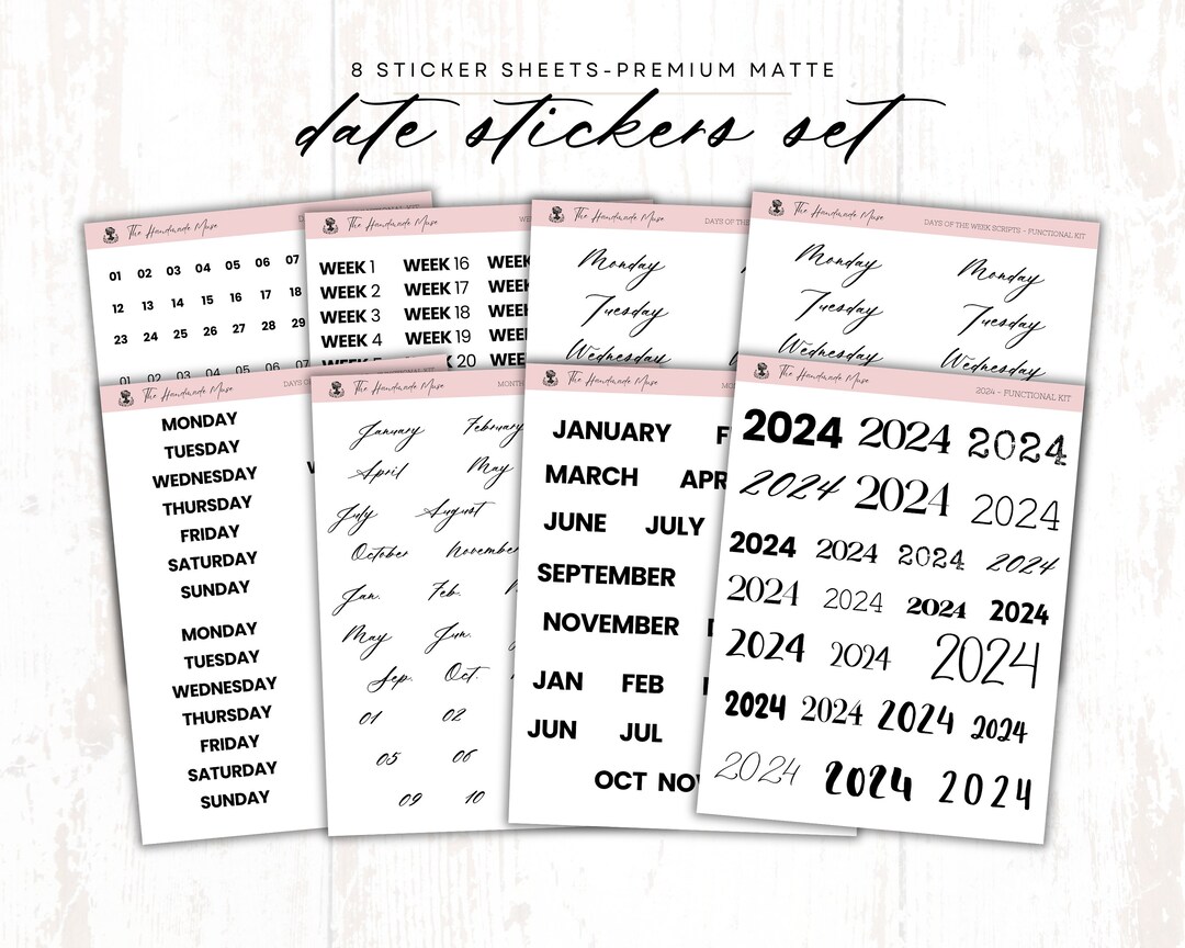 Date Sticker Set Functional Planner Sticker Kit - Etsy