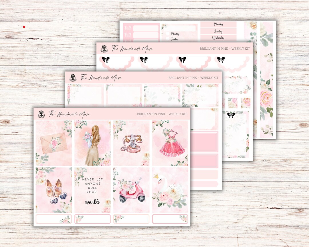 Planner Sticker Weekly Kit Brilliant in Pink Vertical Sticker Kit for ...