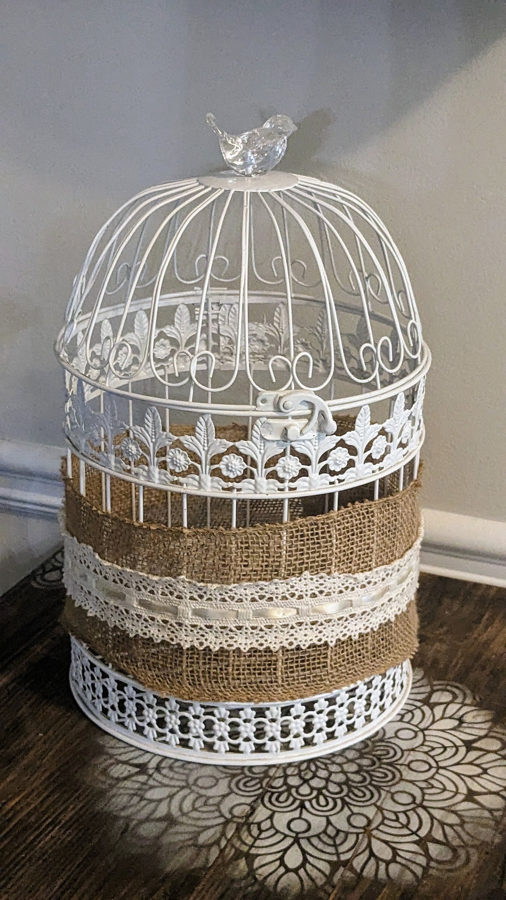 Vintage Metal Ornate White Bird Cage-decorative Patio-garden-outdoor ...