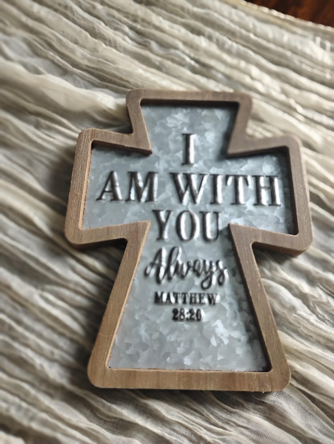 Matthew 28:20 Galvanized Metal Wall Cross - Wall Art - Religious Wall ...