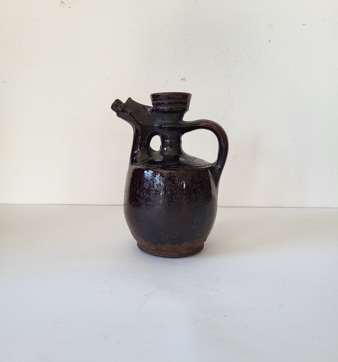 Antique Greek Pitcher, Antique Olive Oil Pitcher,black Glaze Jug - Etsy