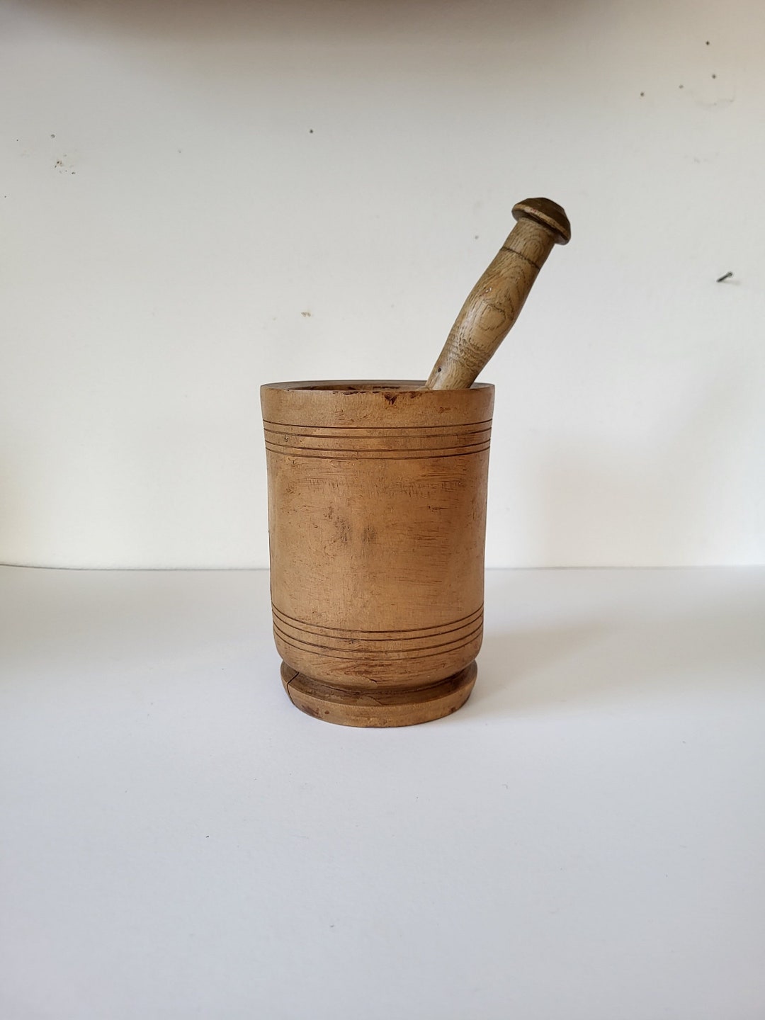 Vintage Wooden Mortar and Pestle Antique Wooden Mortar and - Etsy
