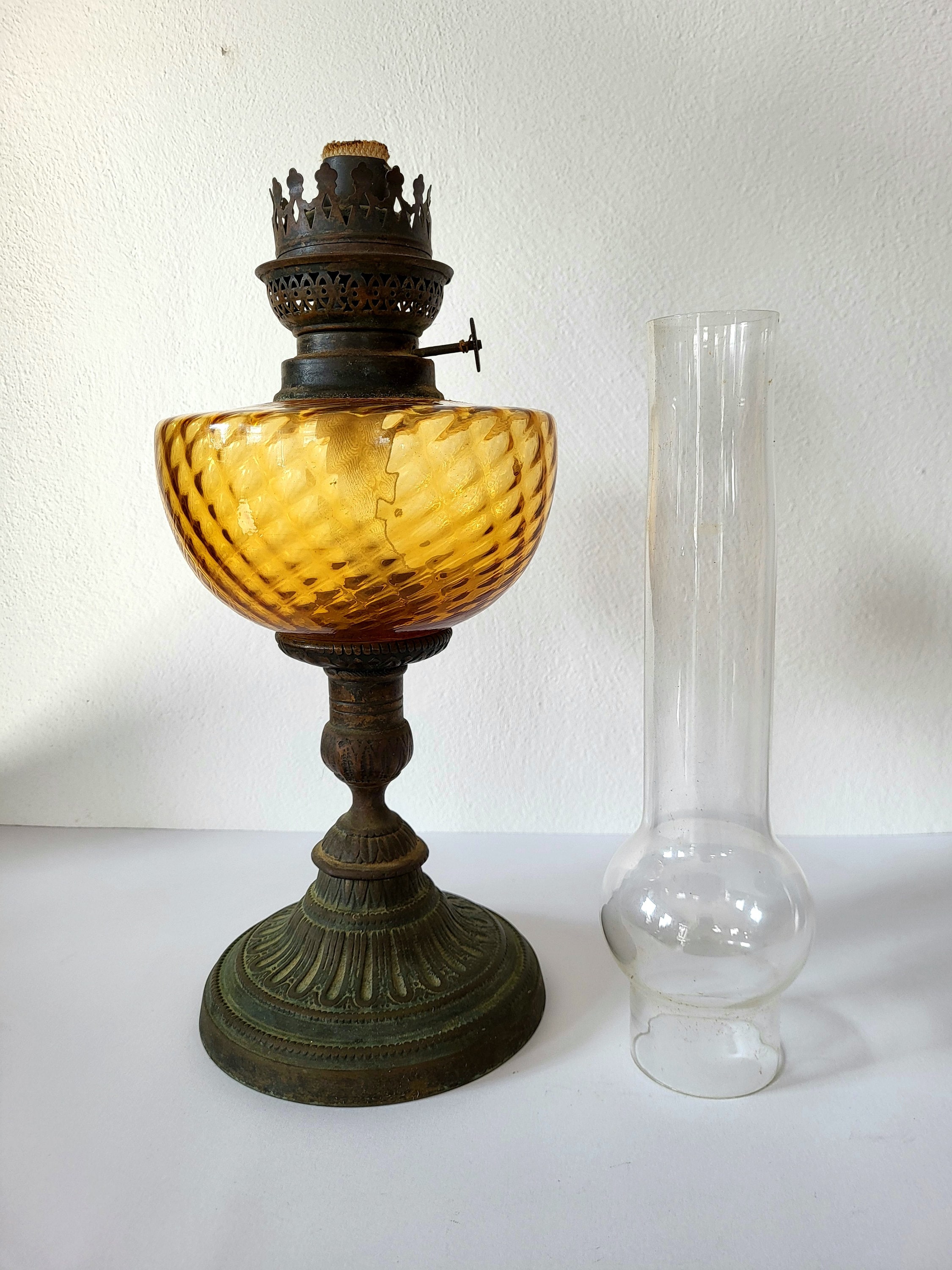 Vintage Brass Kerosene Lamp Antique Brass Kerosene - Etsy