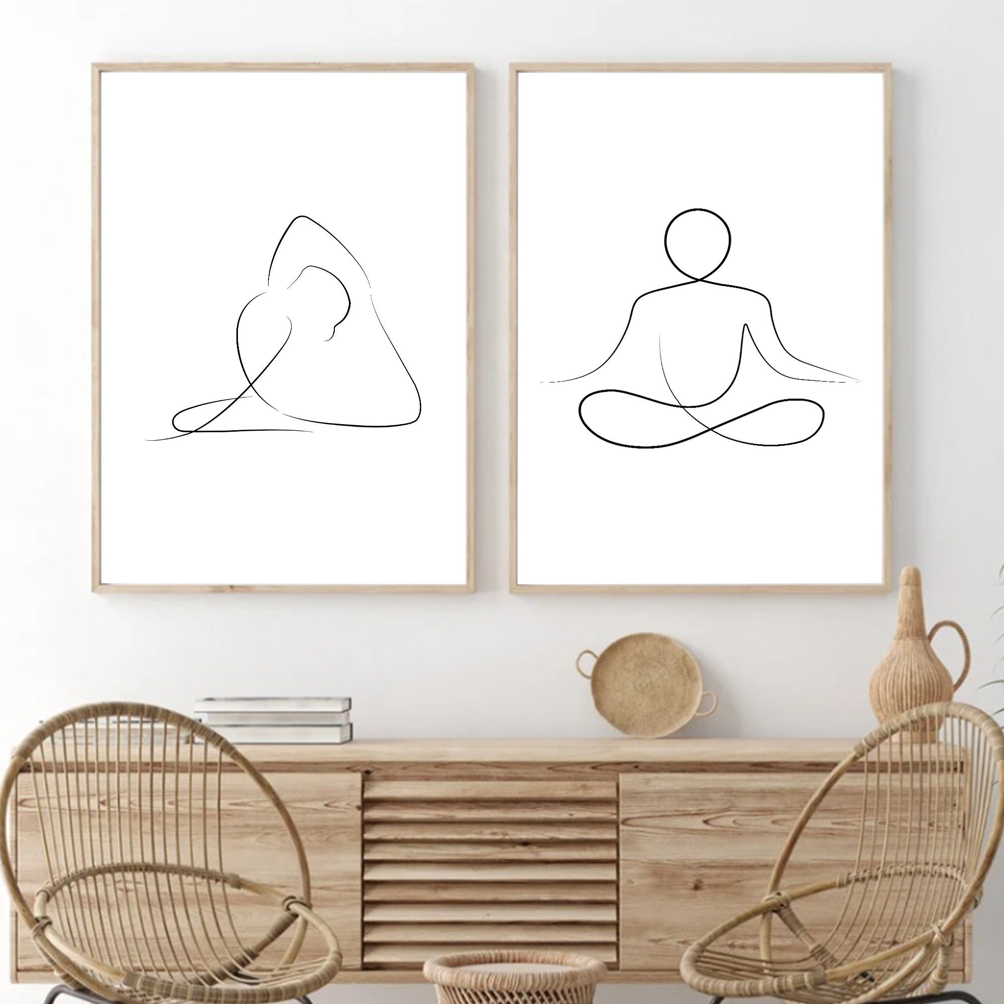Set of 3 Meditation Yoga Line Art, Yoga Print, Yoga Pose Poster, Modern ...