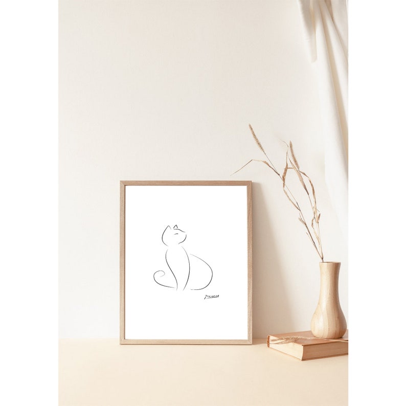 Pablo Picasso Cat Sketch Print, Picasso Animal Line Art, Picasso Cat ...