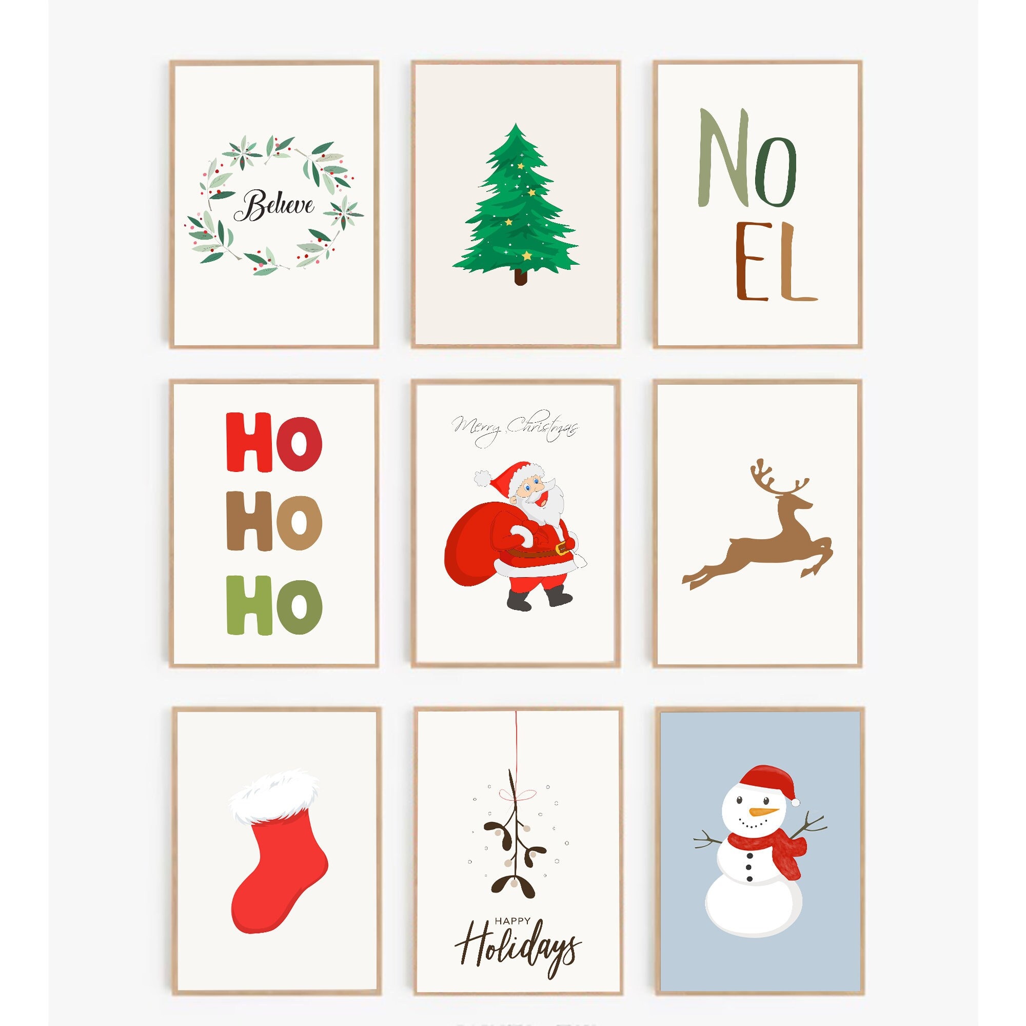 Christmas Printable Gallery Wall Art Prints Set of 9 Piece, Christmas ...