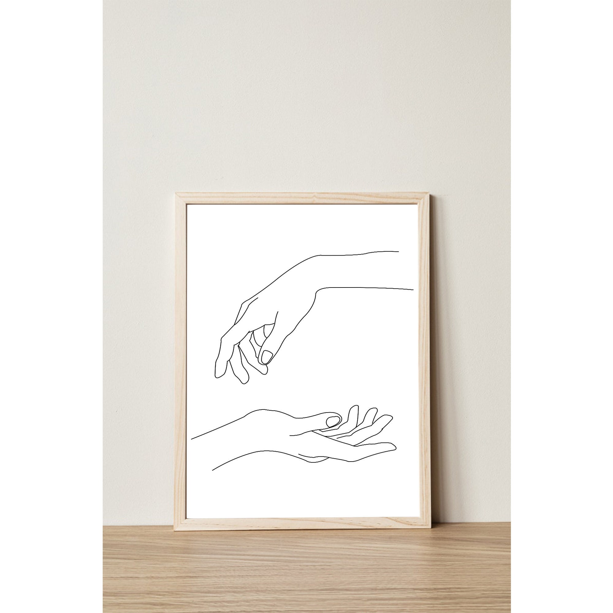 Hands Line Drawin Print, Hands Line Art, One Line Hands Drawing, Line ...