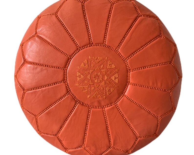 Small Moroccan Pouf Orange Color Home Decoration Ottoman Poufs Pouf ...