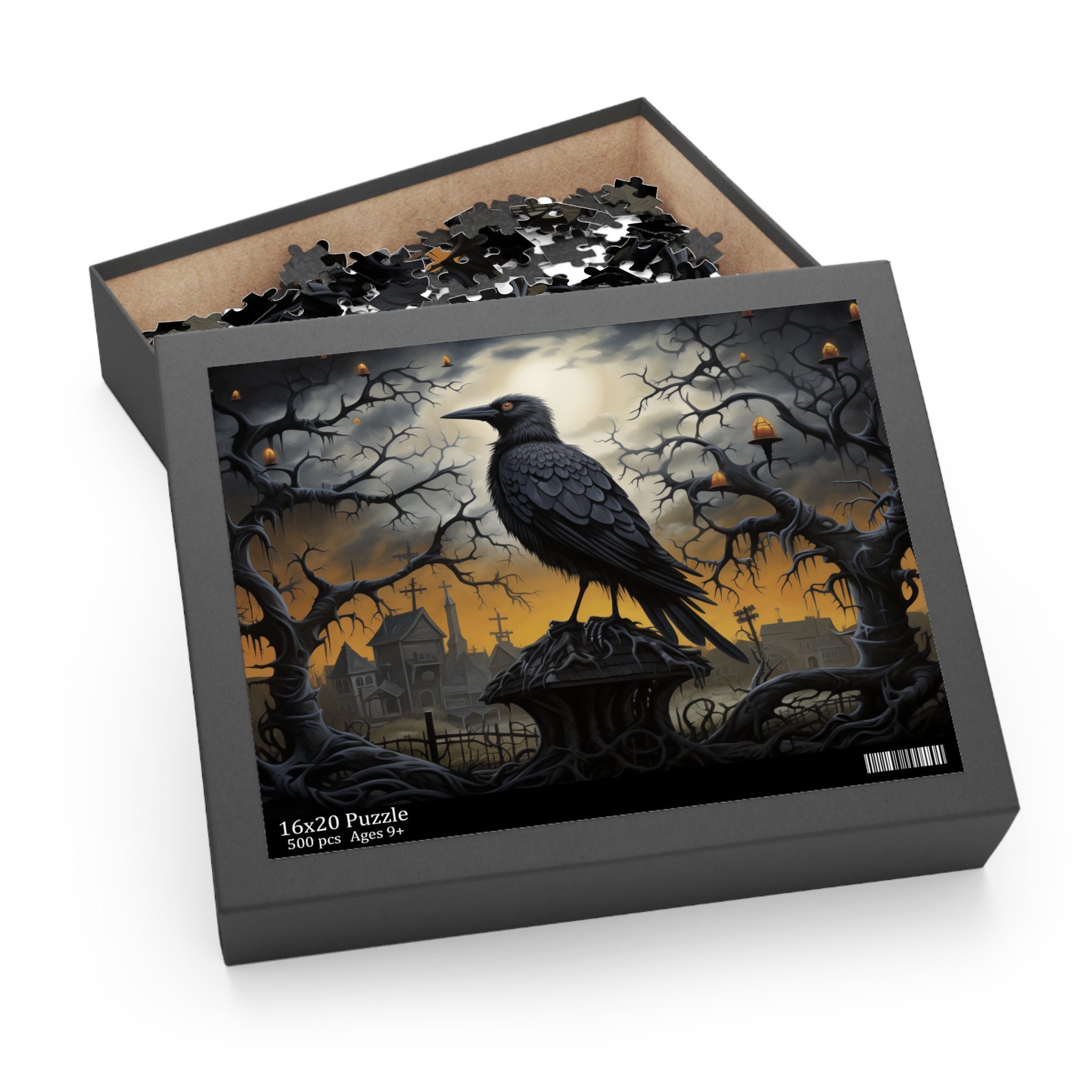 Horror Puzzle | Raven Over the Cemetery: Dark Art Jigsaw | Inspired by ...