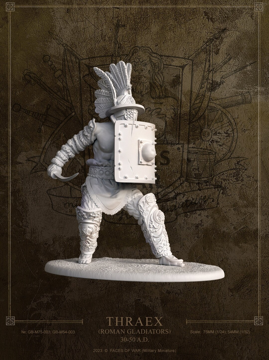Thraex Gladiator Resin Miniature: Roman Military Model (75/54mm) - Etsy