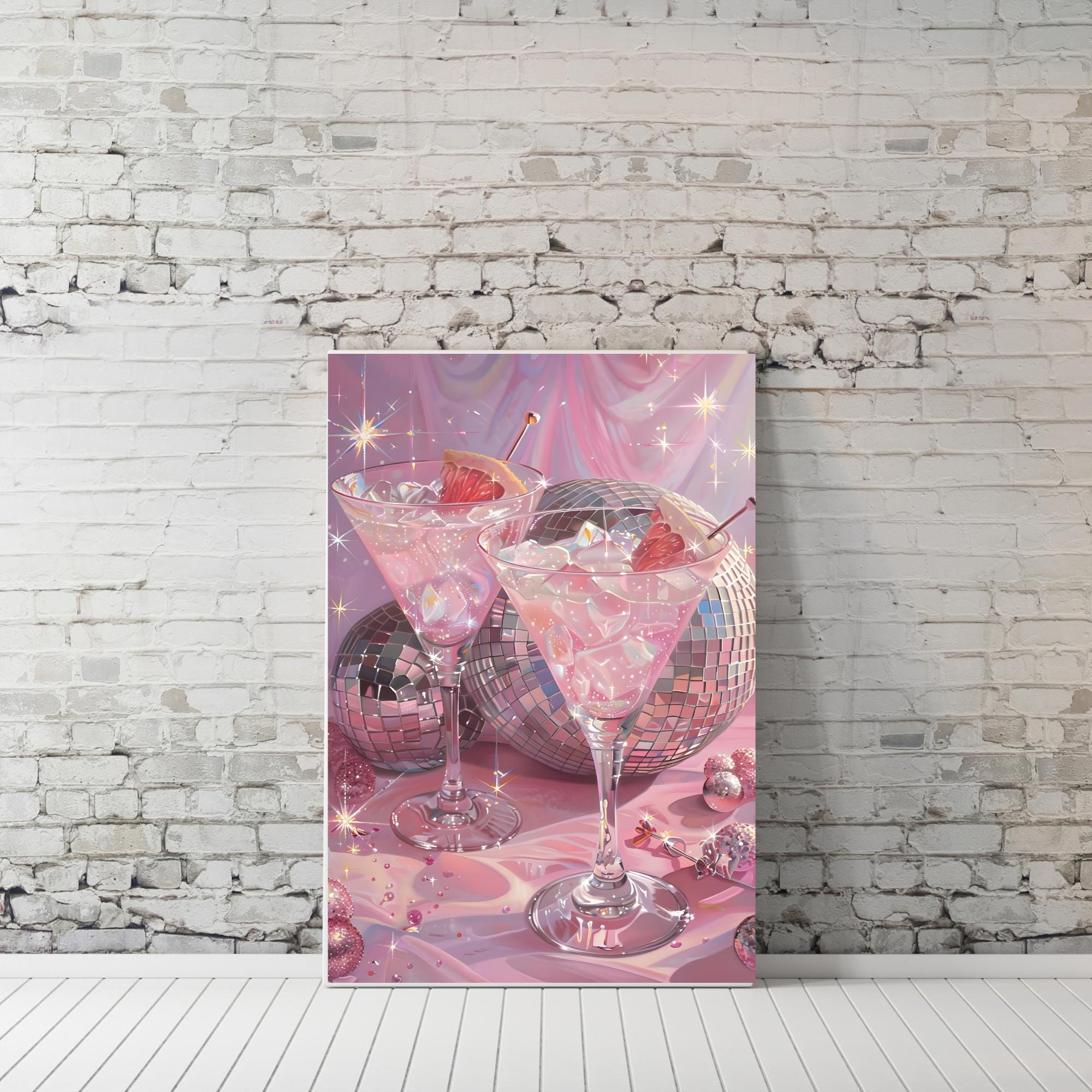 Mirrorball Poster, Hot Pink Wall Art, Printable Art, Disco Ball Decor ...