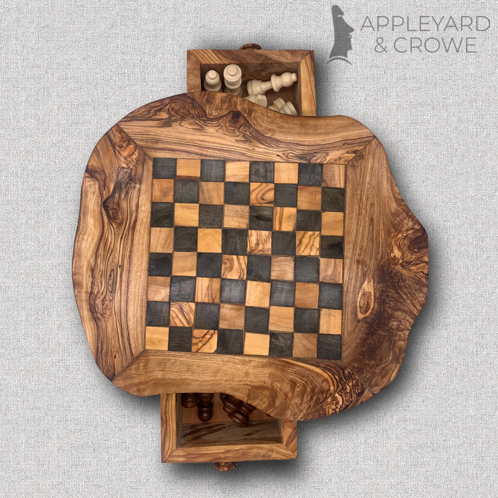 A Perfect Gift Handmade Chess Board With Pieces RUSTIC OLIVE WOOD ...