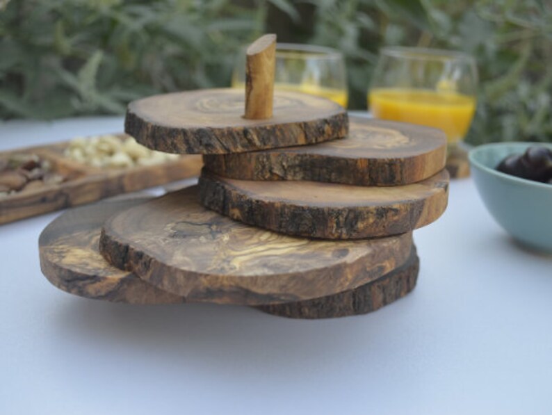 OLIVE Wood RUSTIC COASTERS Set of 6 Hand Carved by Artisans - Etsy
